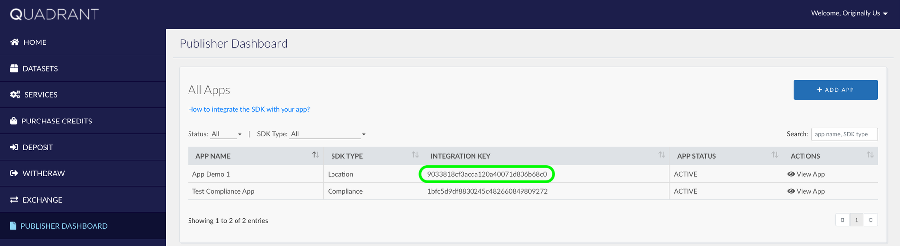 Quadrant Sdk Integration 5114